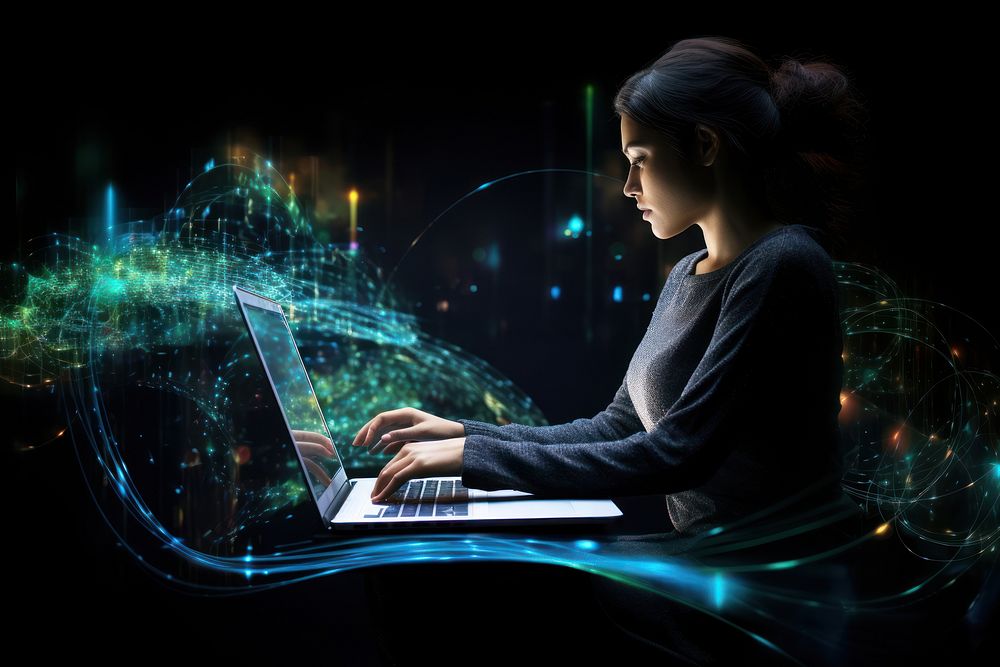 Digital network computer technology sitting. | Free Photo - rawpixel