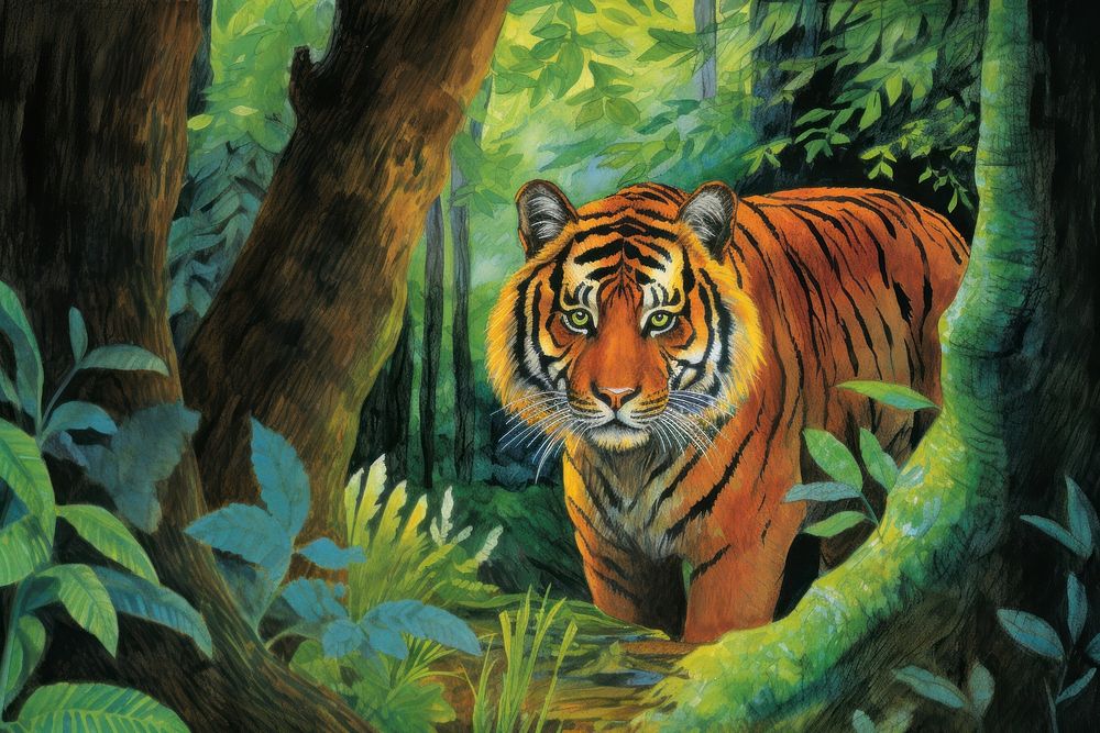 tiger deep forest wildlife outdoors | Free Photo Illustration - rawpixel