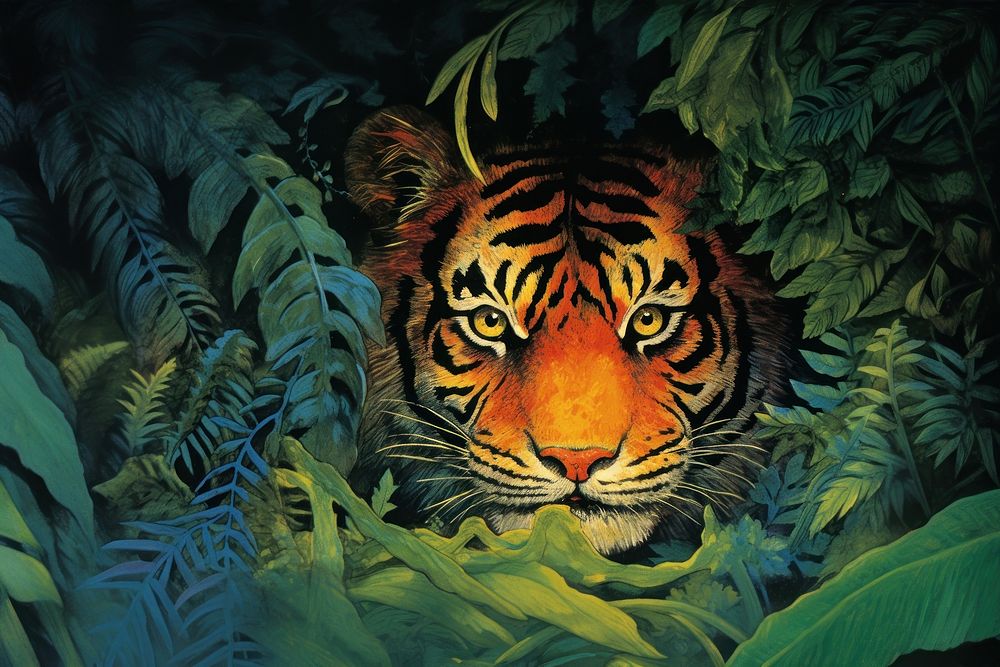 tiger deep forest wildlife outdoors | Free Photo Illustration - rawpixel