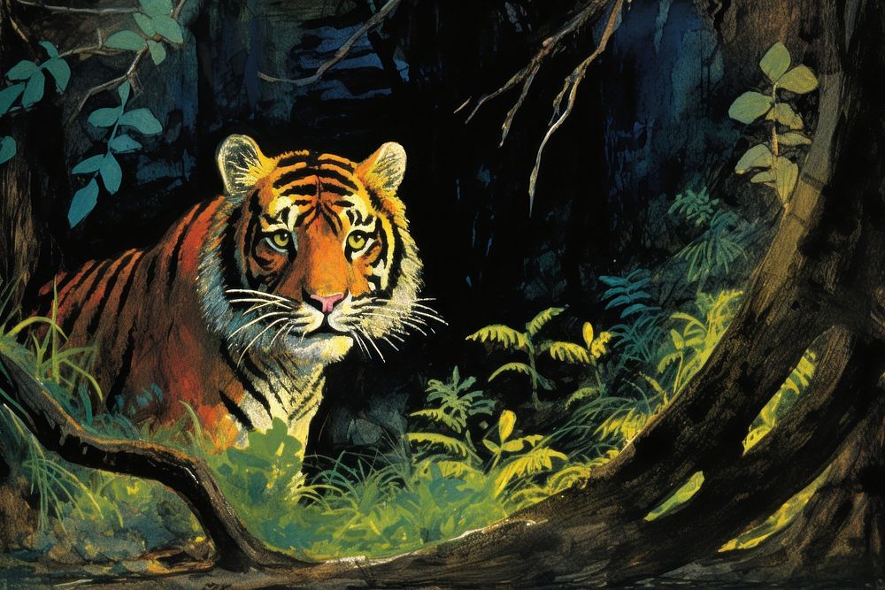 tiger deep forest wildlife outdoors | Premium Photo Illustration - rawpixel