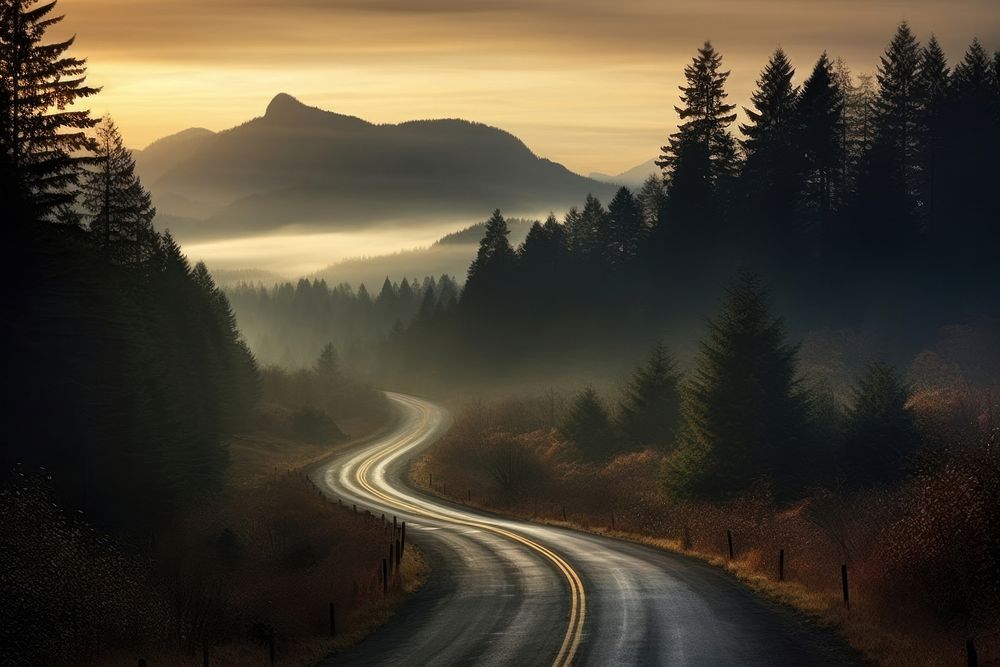 road mist wild oregon landscape | Free Photo - rawpixel