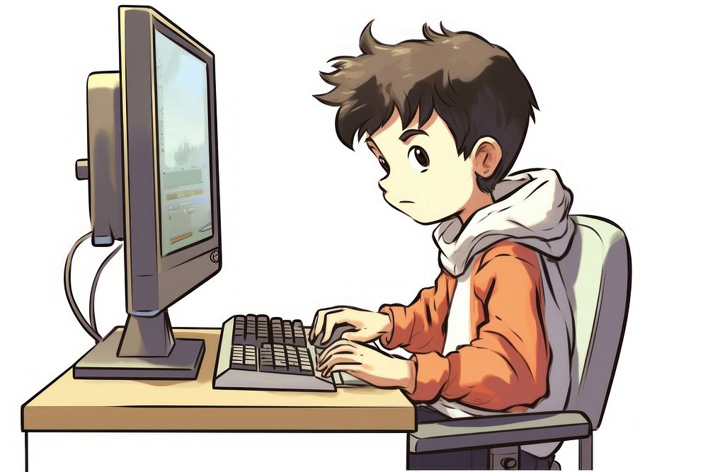Isolated boy gamer playing computer | Free Photo Illustration - rawpixel