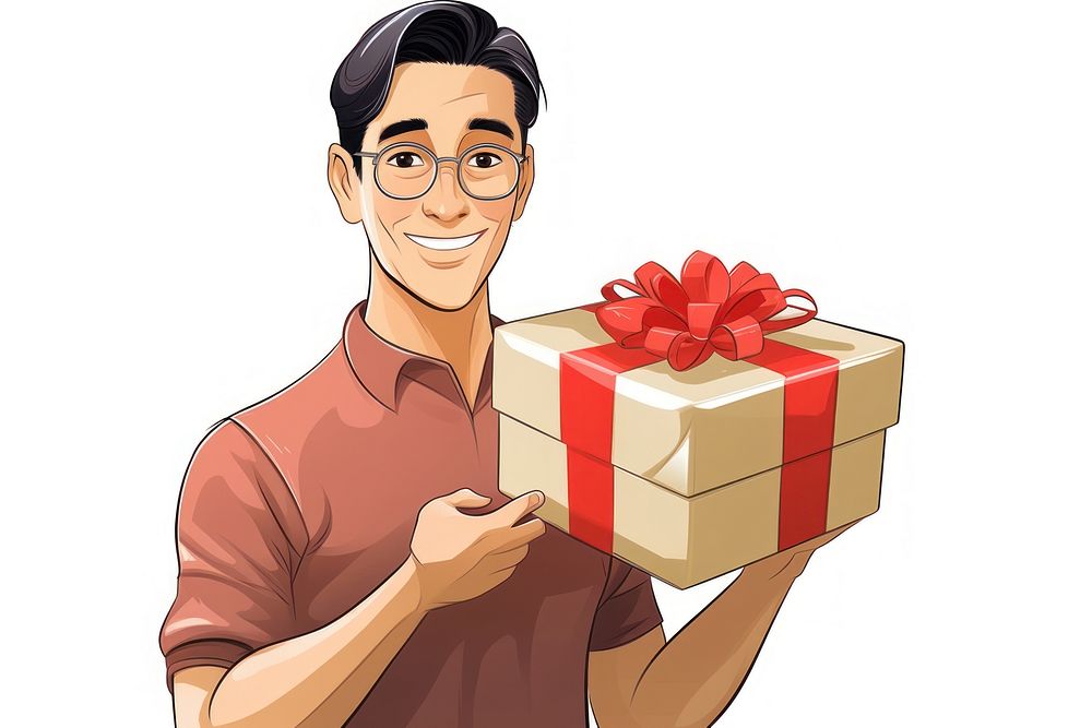 Isolated man gift box cartoon | Free Photo Illustration - rawpixel