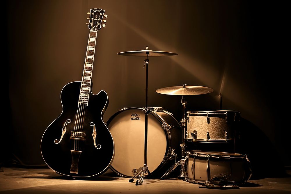 Jazz percussion guitar drums. AI | Premium Photo - rawpixel