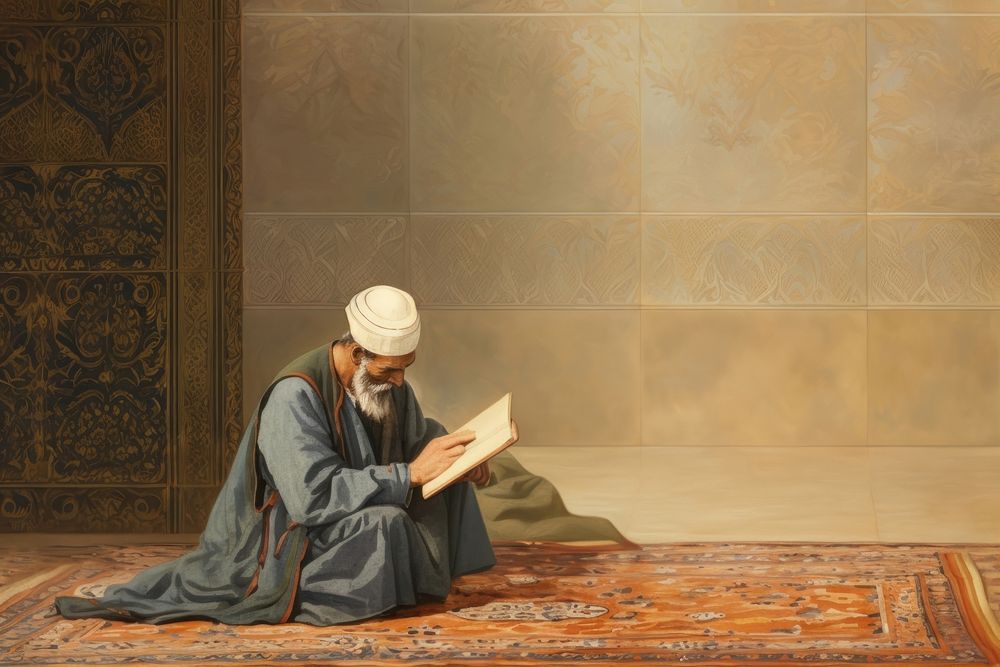 muslim prayer painting reading adult. | Premium Photo Illustration ...