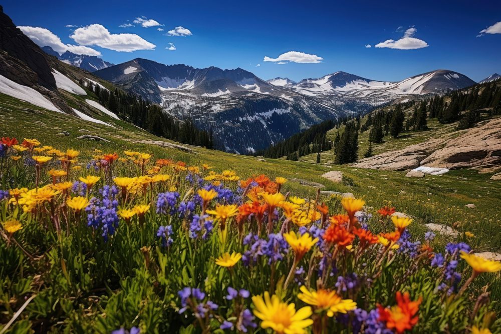 Wildflowers wilderness wildflower landscape. AI | Premium Photo - rawpixel
