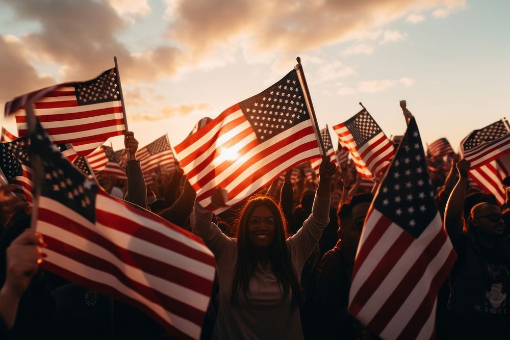 Group People Waving American Flags | Free Photo - rawpixel