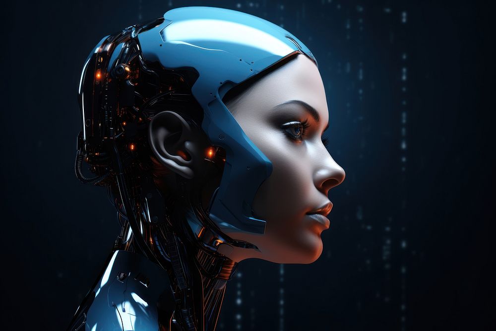Female android face dark background | Premium Photo - rawpixel