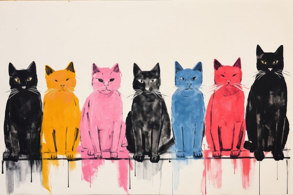 Group full body cats art | Premium Photo Illustration - rawpixel