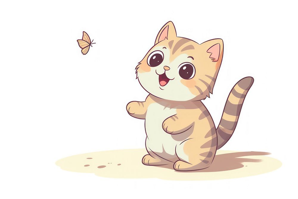 Cat playing cartoon animal mammal. | Free Photo Illustration - rawpixel