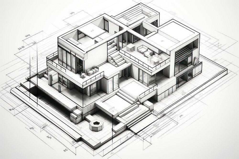 residence plans drawing architecture building | Free Photo Illustration ...