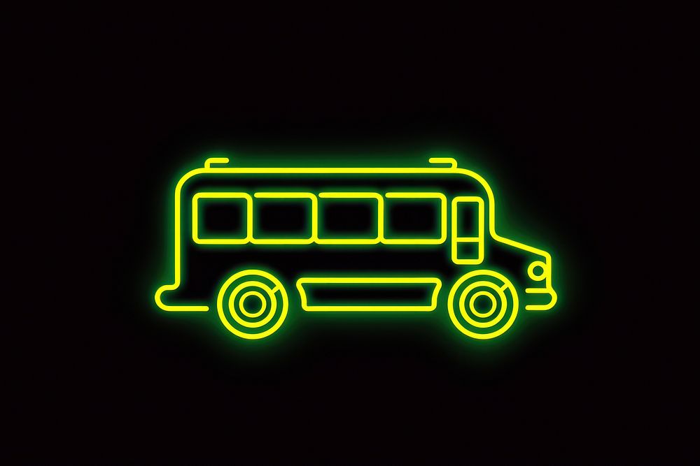 School bus icon neon vehicle | Free Photo Illustration - rawpixel
