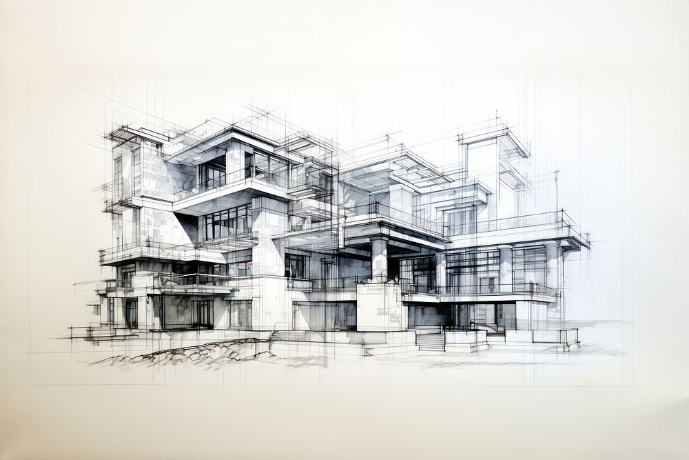 An architecture blueprint building drawing | Premium Photo Illustration ...
