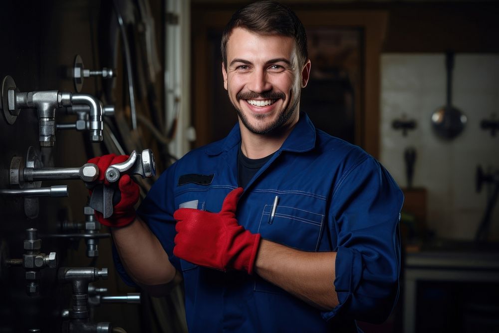 Plumber smiling holding adult male. | Premium Photo - rawpixel