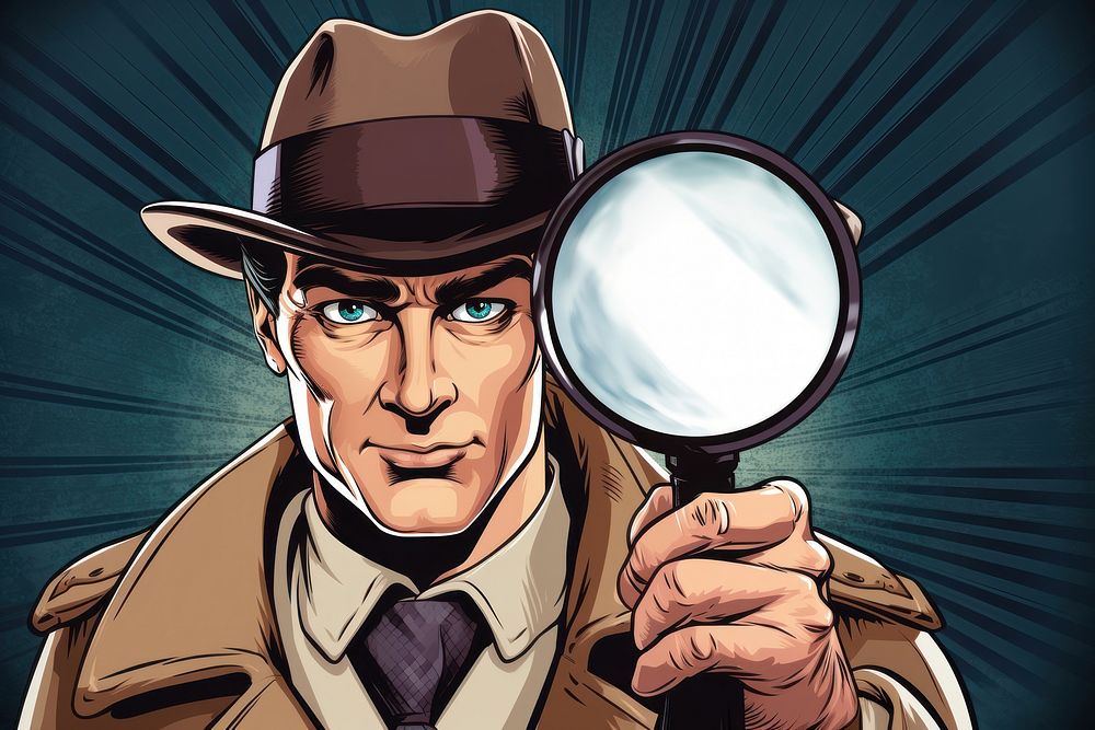 Detective holding magnifying glass comics | Free Photo Illustration ...