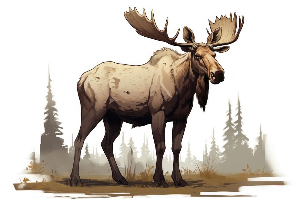 Moose wildlife drawing animal. AI | Free Photo Illustration - rawpixel