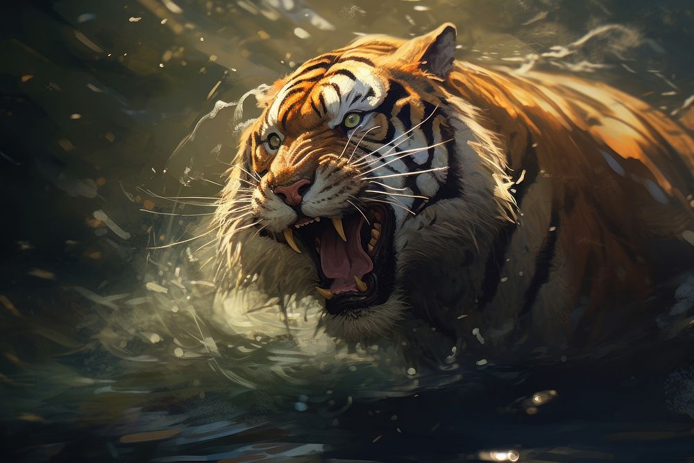 Tiger catching fish river wildlife | Premium Photo Illustration - rawpixel
