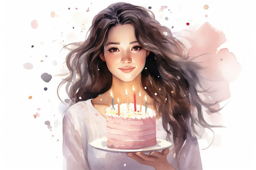 Woman holding birthday cake portrait | Free Photo Illustration - rawpixel