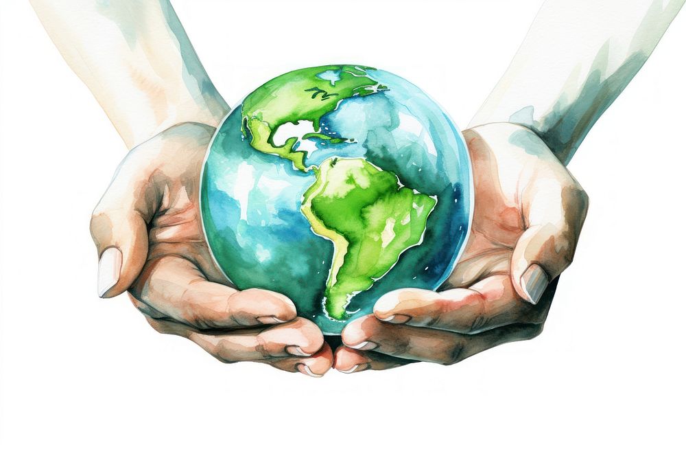 Two hands cupping green globe | Free Photo Illustration - rawpixel