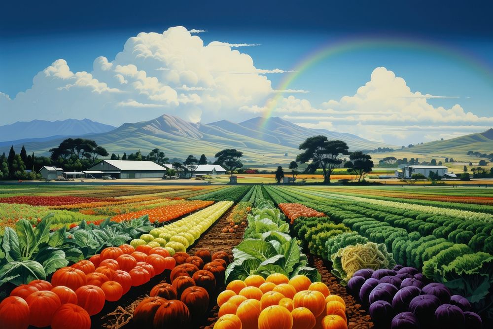 small vegetable farm featuring symmetrically | Free Photo Illustration ...