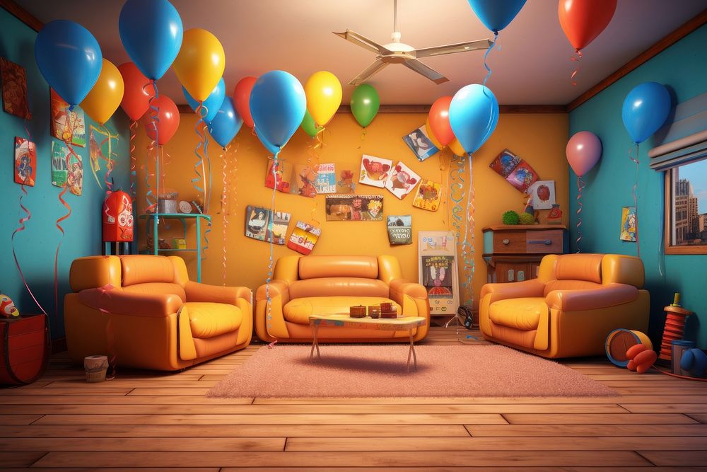Party room decoration architecture furniture | Free Photo Illustration ...