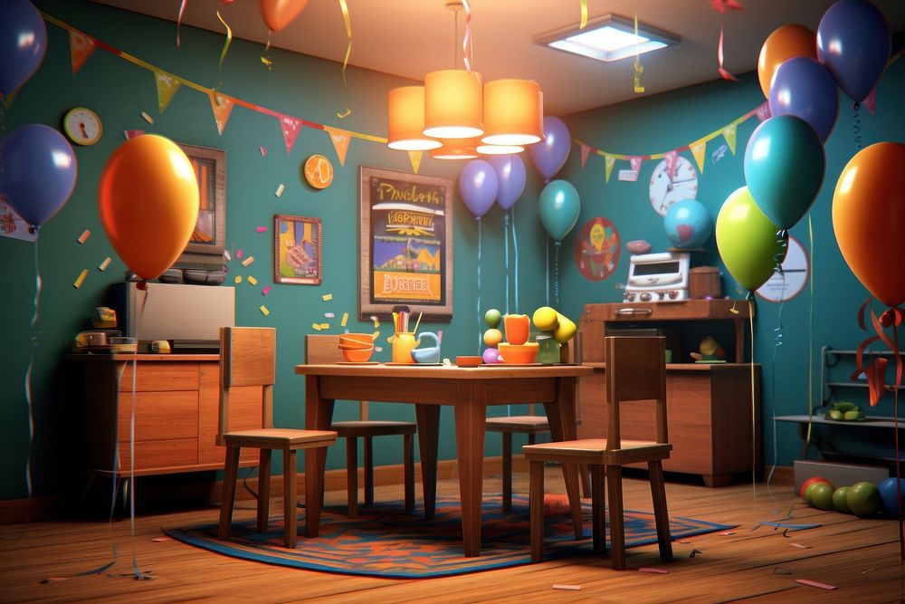 Party room decoration architecture furniture | Free Photo Illustration ...