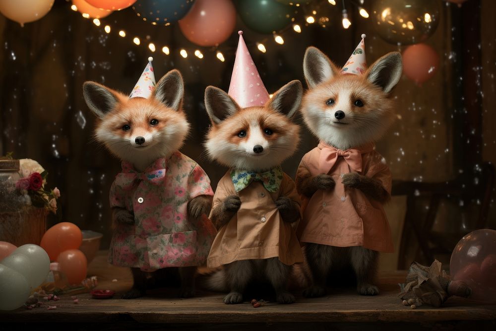 Three baby foxes dressed festive | Premium Photo - rawpixel