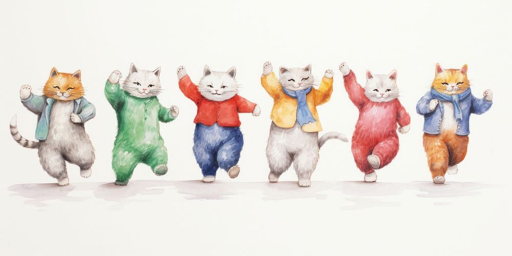 Cats dance figurine mammal animal. | Free Photo Illustration - rawpixel