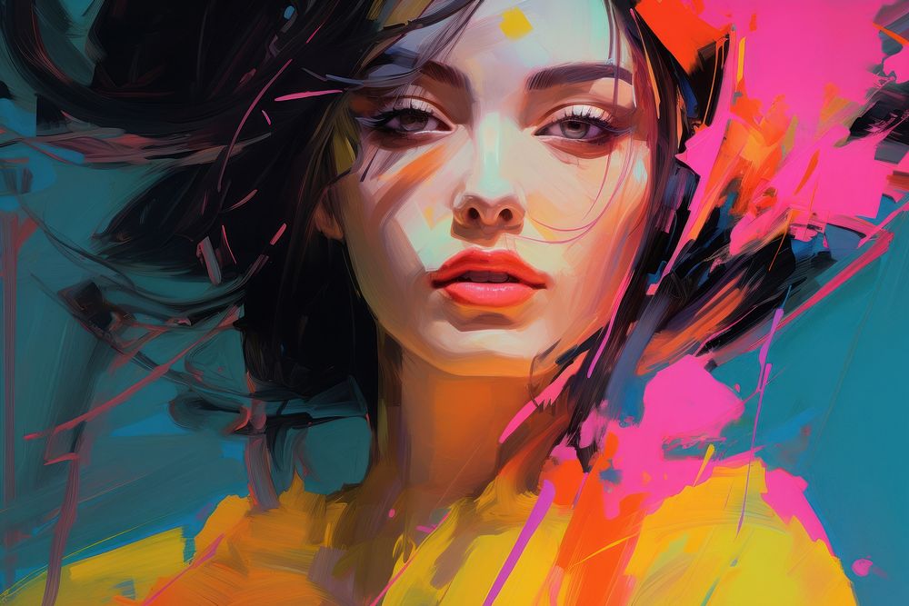 Foral feild painting portrait fashion. | Premium Photo Illustration ...