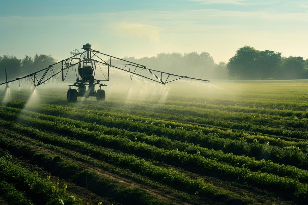 Agricultural sprinkler field agriculture outdoors. | Premium Photo ...