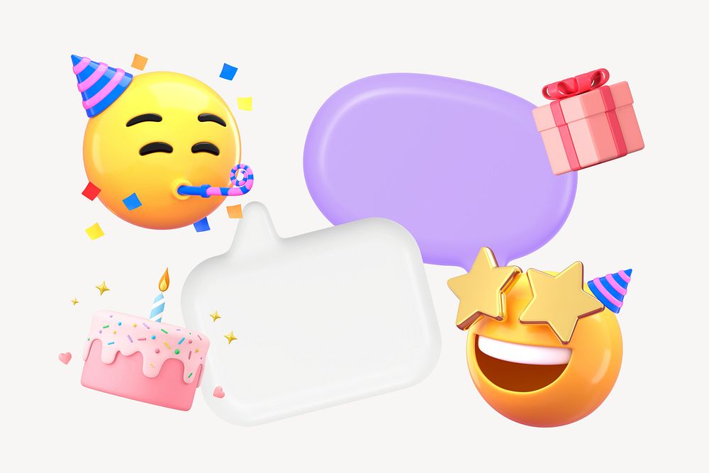 Birthday chat 3D emoticon illustration | Photo - rawpixel