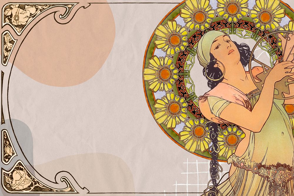 Alphonse Mucha's Salomé background, vintage | Premium Photo ...