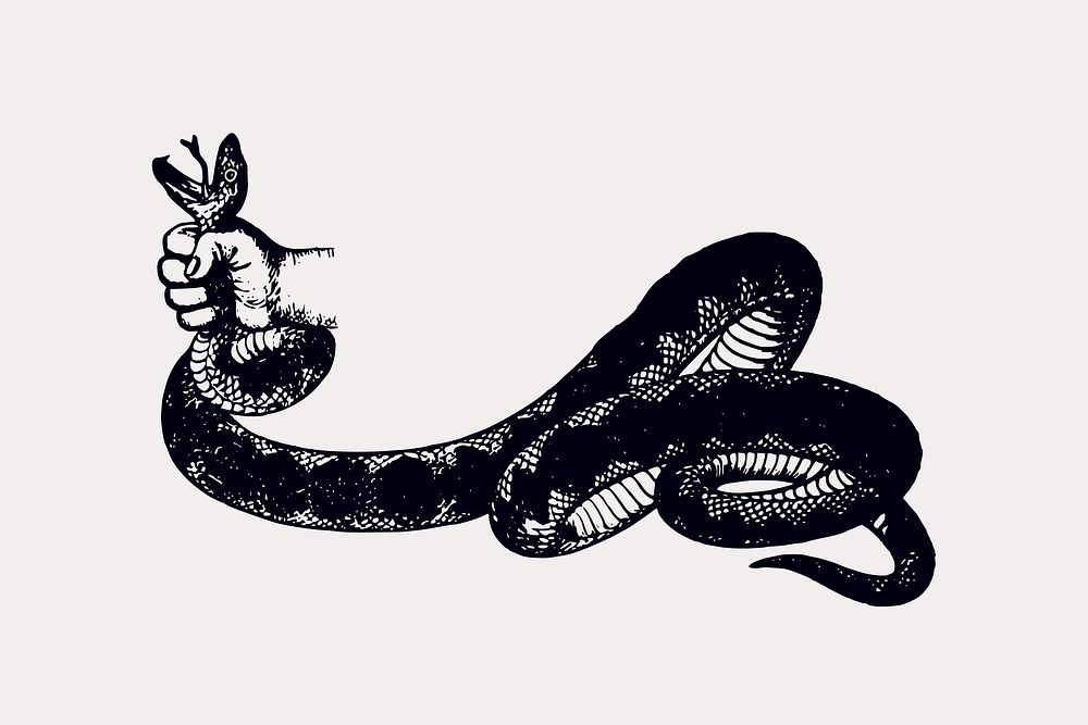 Hand choking snake collage element | Free Vector Illustration - rawpixel