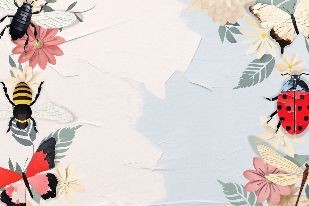Aesthetic insects botanical, paper craft | Free Photo Illustration ...