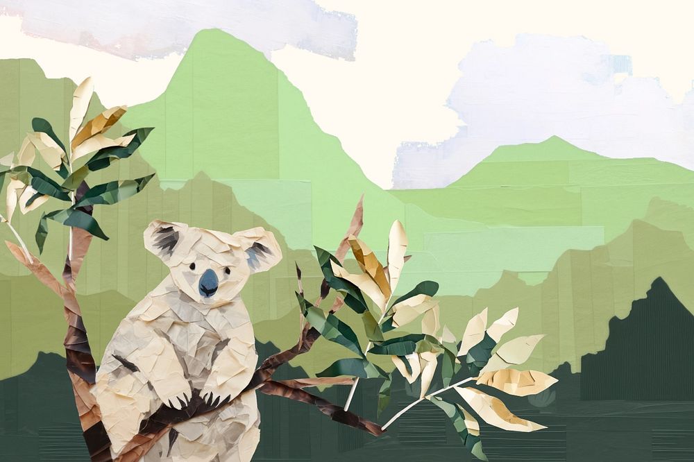 Cute koala, wild animal paper | Free Photo Illustration - rawpixel