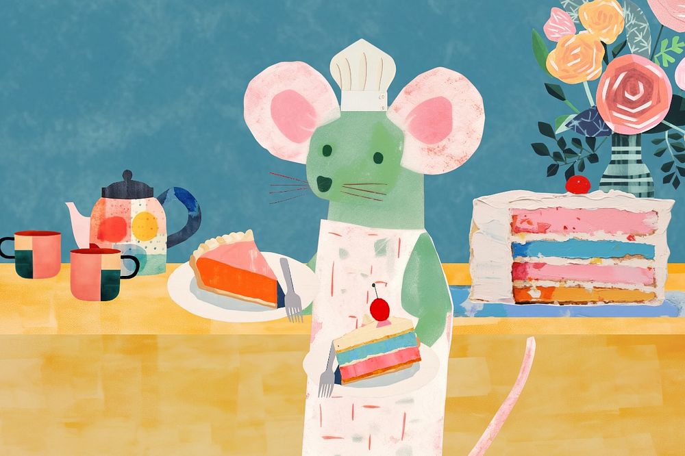 Mouse bakery owner paper craft | Free Photo Illustration - rawpixel