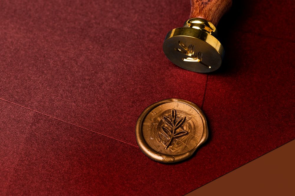 Red envelope, leaf wax seal, | Free Photo - rawpixel