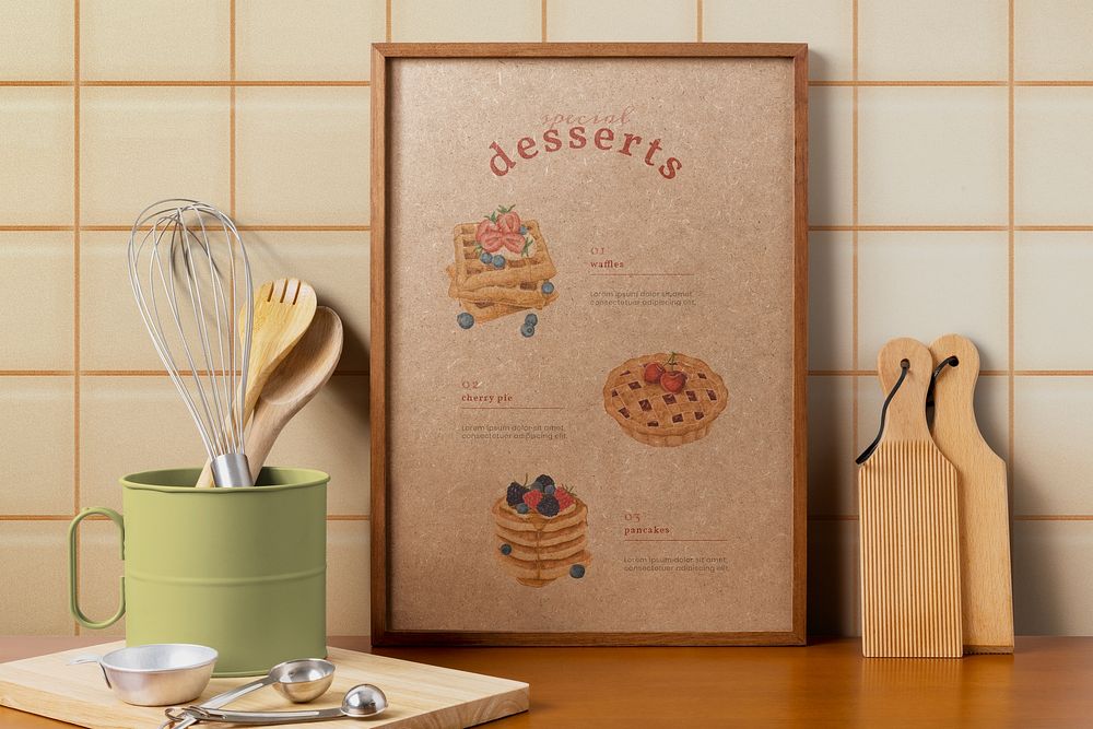 Kitchen decoration, wooden frame, retro | Free Photo - rawpixel