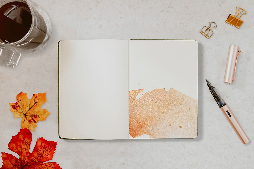 Notebook flat lay design, autumn | Free Photo - rawpixel