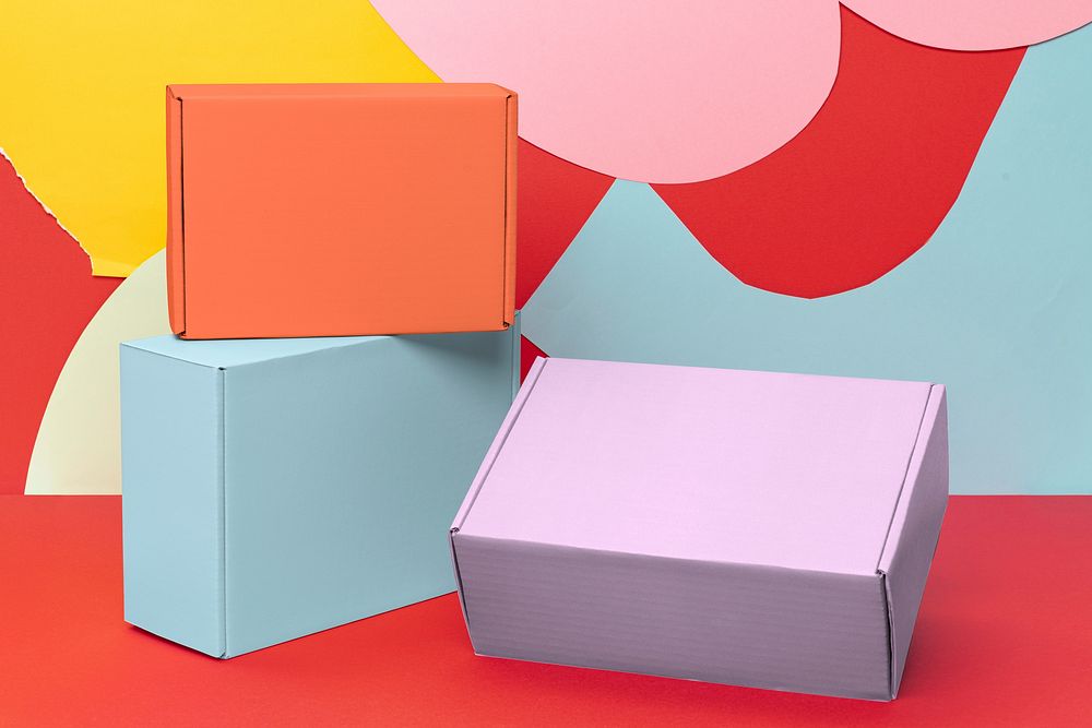 Pop color boxes, paper packaging | Free Photo - rawpixel