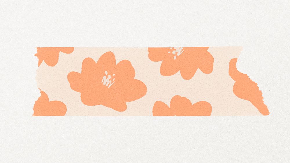 Floral washi tape clipart, orange | Premium PSD - rawpixel