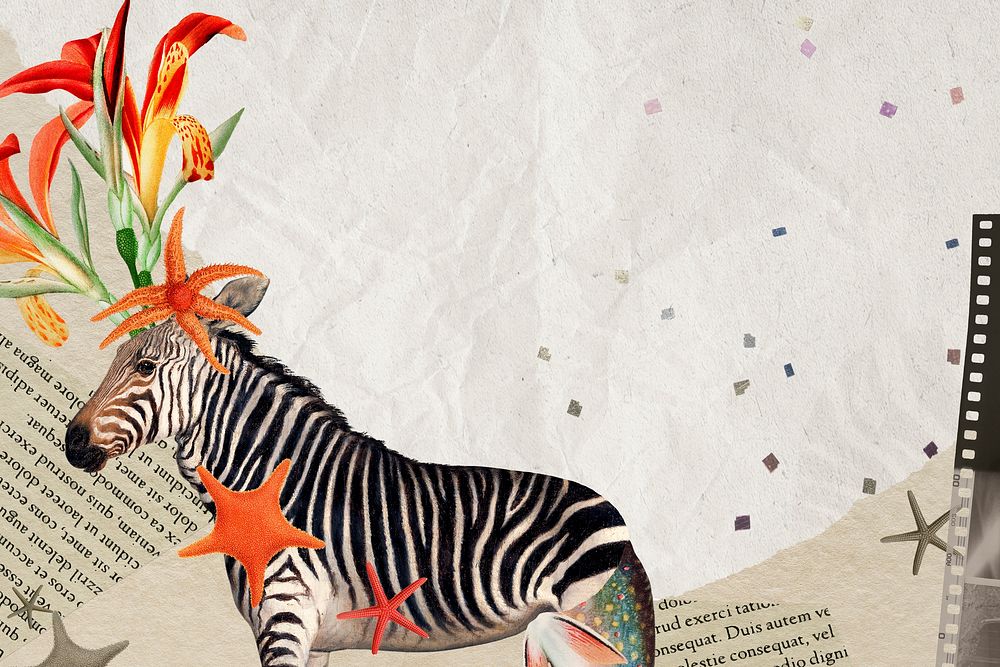 Zebra illustration, animal collage scrapbook | Free Photo - rawpixel