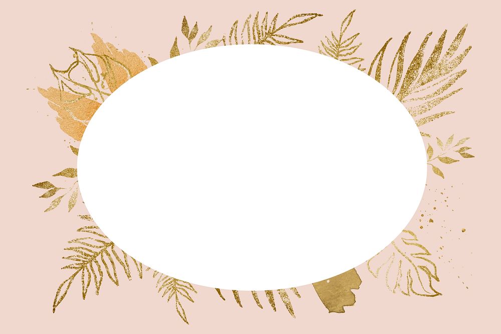 Oval botanical frame, golden leaf | Premium Vector - rawpixel