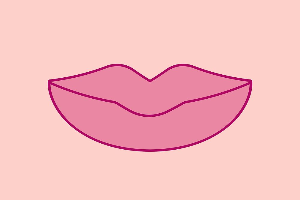 Pink lips shape collage element, | Free Vector Illustration - rawpixel