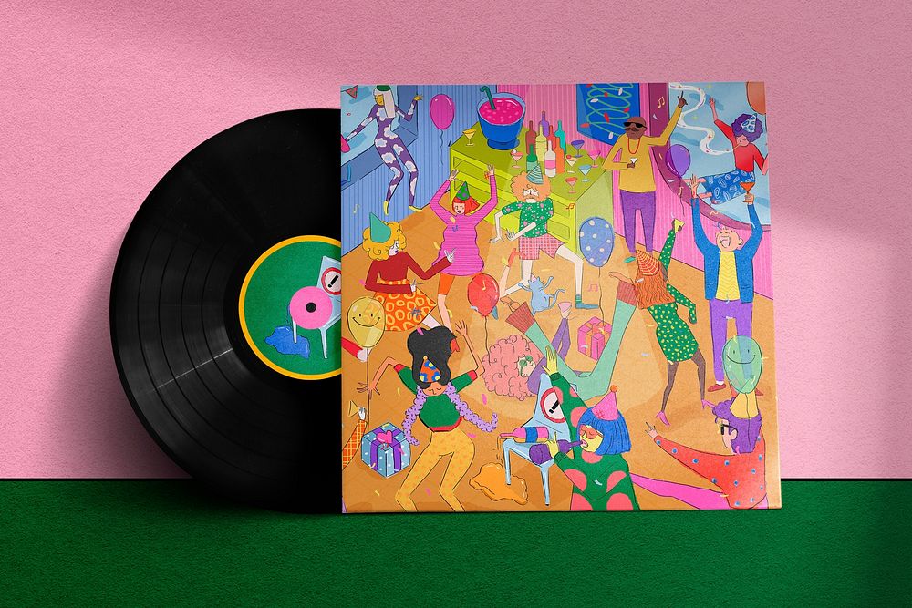Colorful vinyl record cover, party | Free Photo - rawpixel