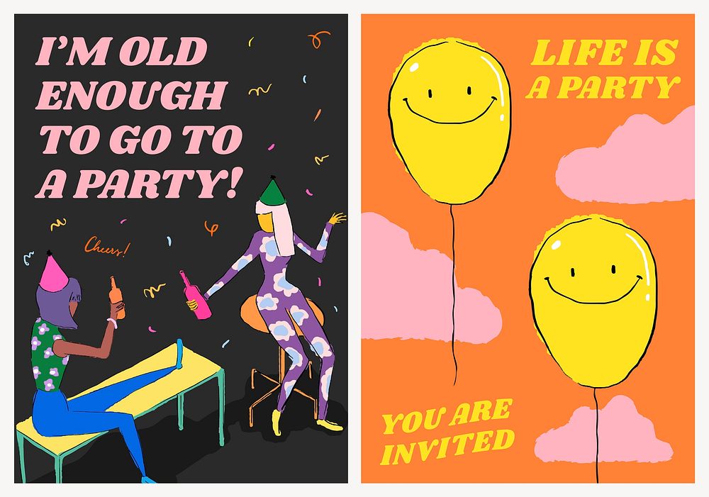 Cute party invitation quote template | Premium Vector - rawpixel