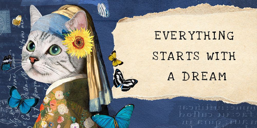 Cat head woman Twitter template, | Premium PSD Template - rawpixel