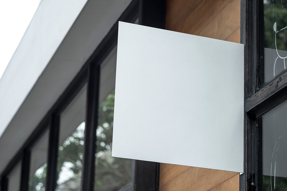 White sign mockup on a modern | Free PSD Mockup - rawpixel