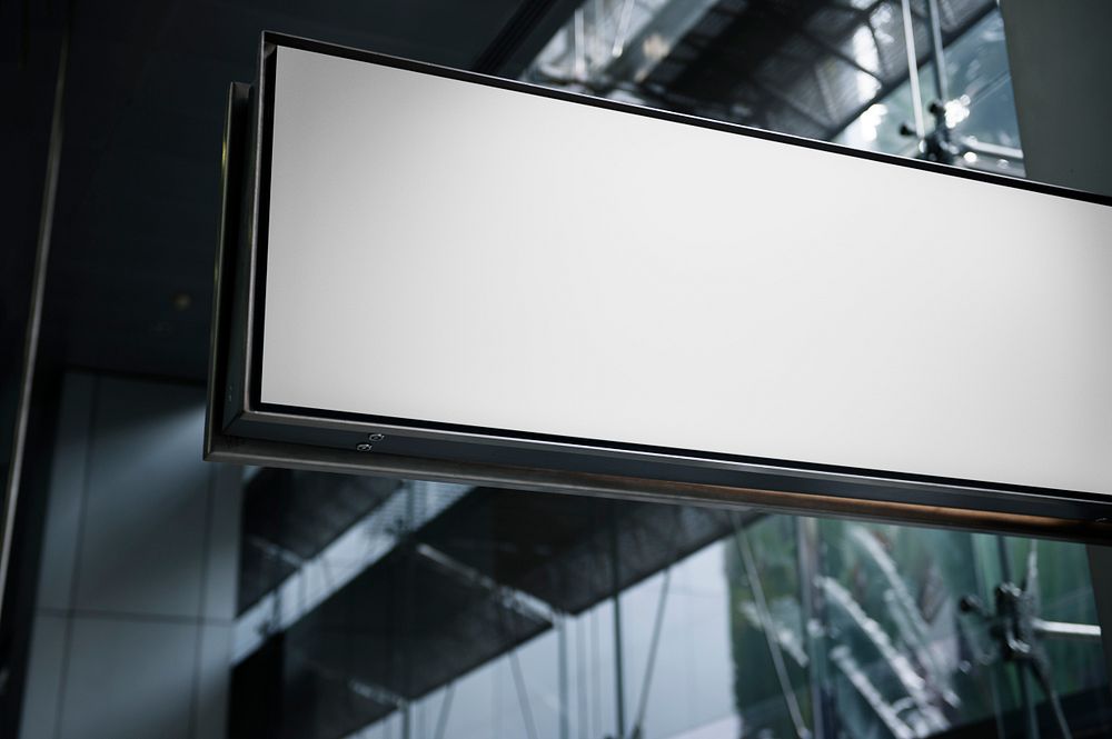 Rectangle signage mockup at an | Premium PSD Mockup - rawpixel