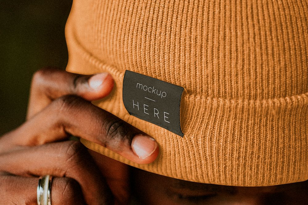 Tan brown woolen hat mockup | Free PSD Mockup - rawpixel